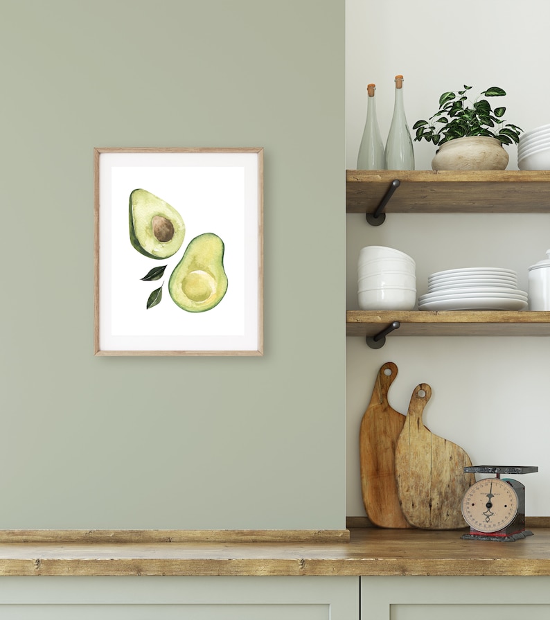 Avocado Art Print, Watercolor Printable, Fruit Wall Art, Country ...