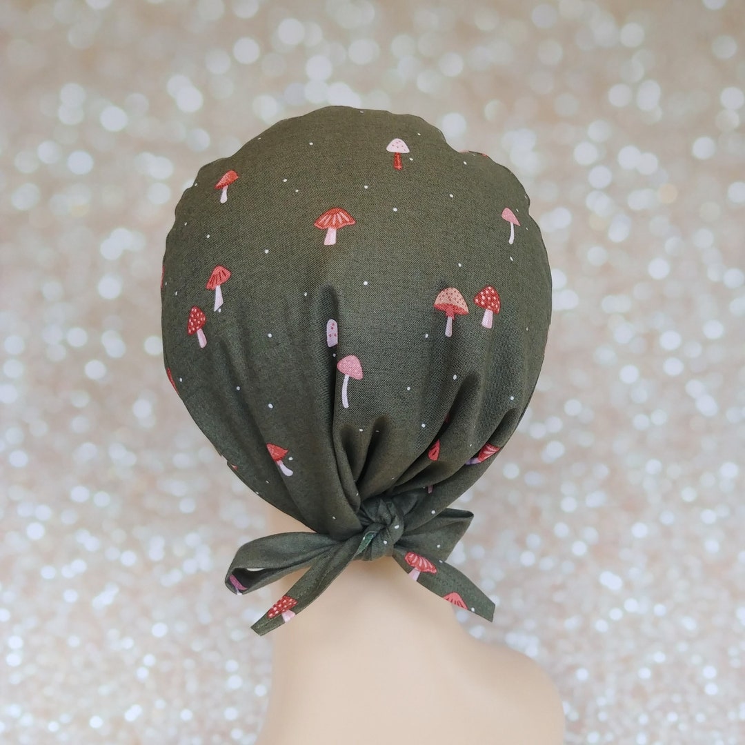 Mushrooms Scrub Cap, Surgical Scrub Cap, Scrub Hat With Buttons, Women ...