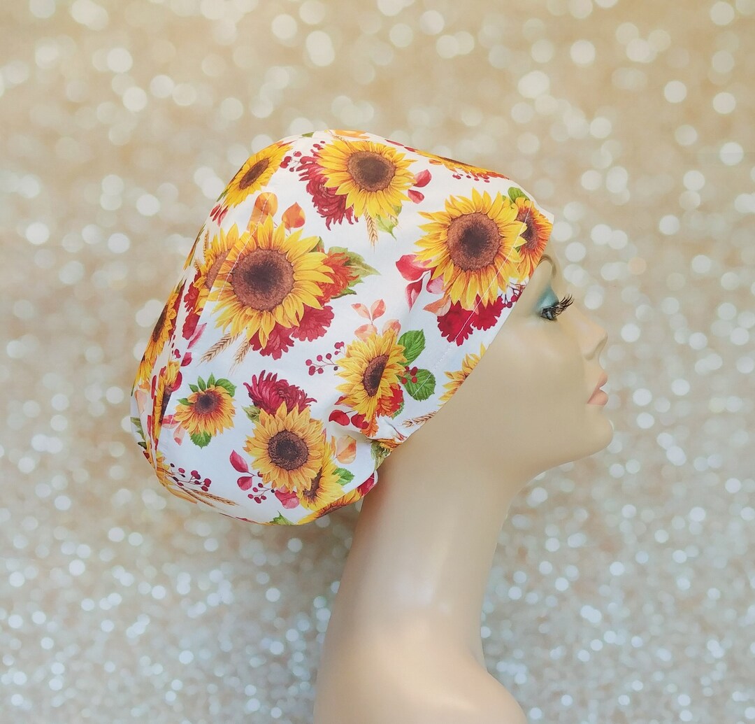 Sunflowers Euro Scrub Caps, Scrub Hats for Women, Surgical Scrub Cap - Etsy