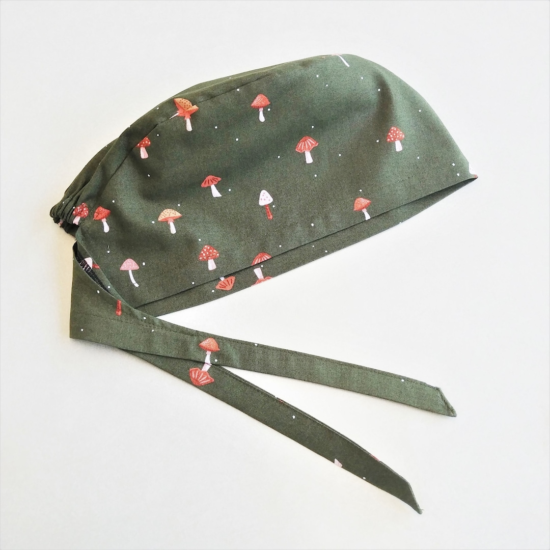 Mushrooms Women's Scrub Caps, Surgical Cap for Women, Satin Lining ...