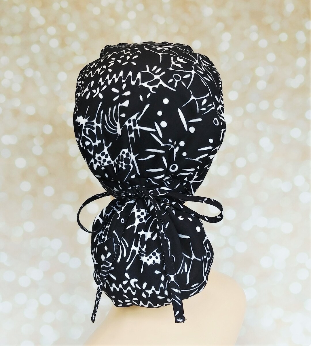 Satin-lined Ponytail Scrub Cap: Rayon Batik Surgical Cap With Ties - Etsy