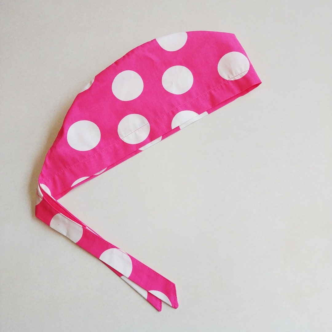 Pink Polka Dot Surgical Scrub Cap: Cotton Nurse Hat With Buttons - Etsy