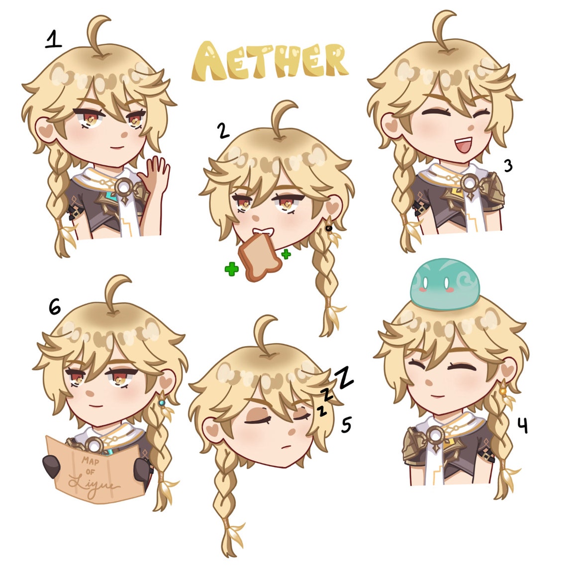 Genshin Impact Chibi Stickers Traveler Aether | Etsy
