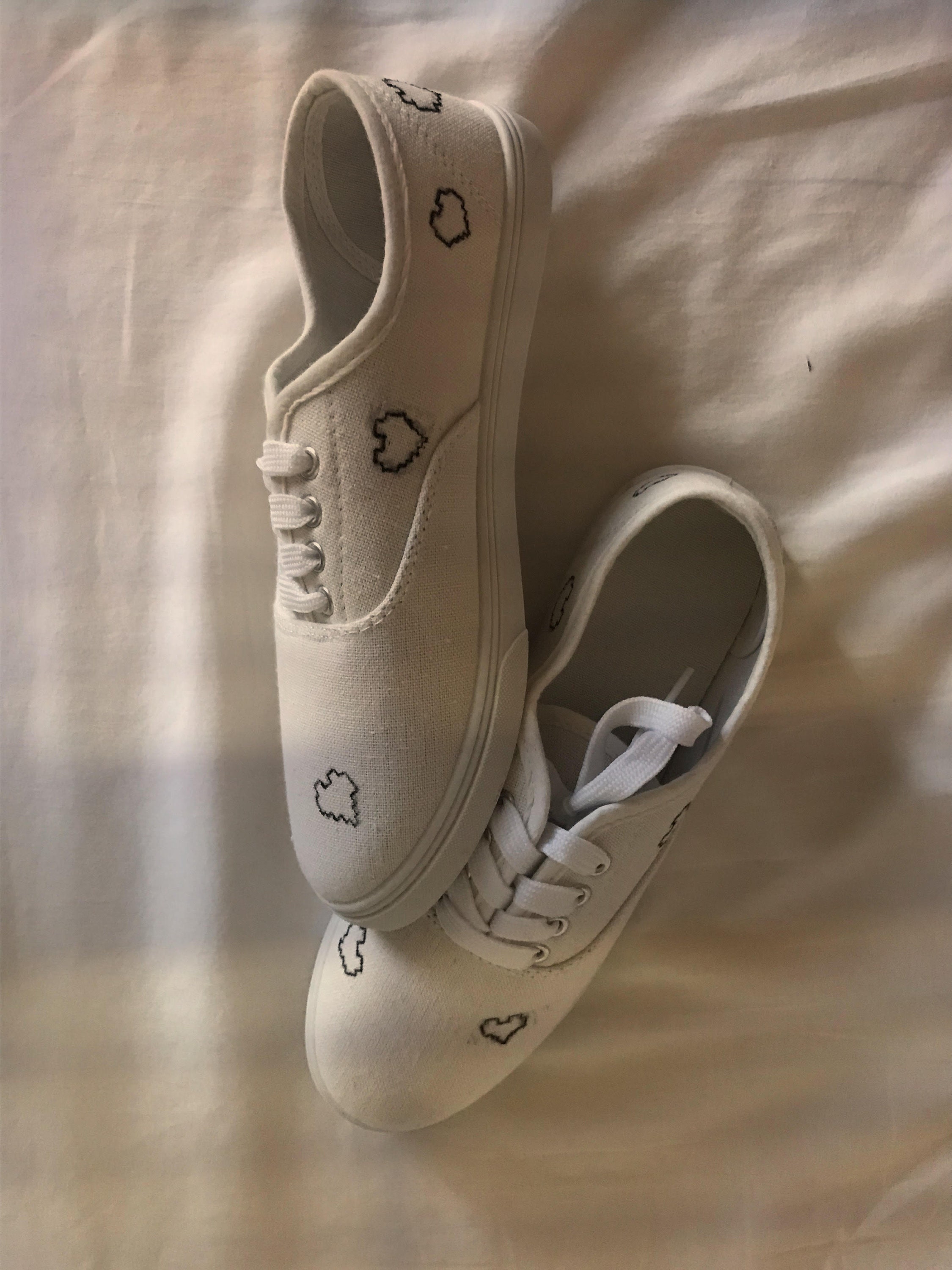 Custom Hand-painted Pixelated Heart Sneakers Shoes, Heart Shoes, Heart ...