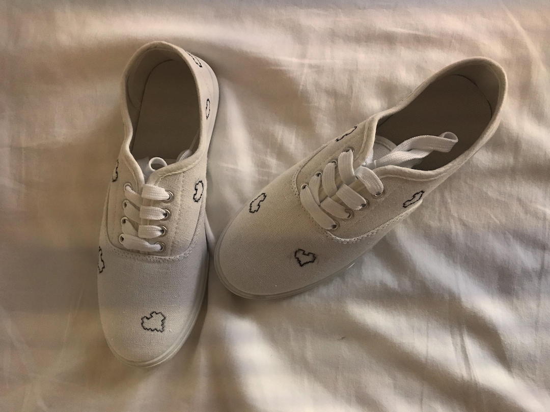 Custom Hand-painted Pixelated Heart Sneakers Shoes, Heart Shoes, Heart ...