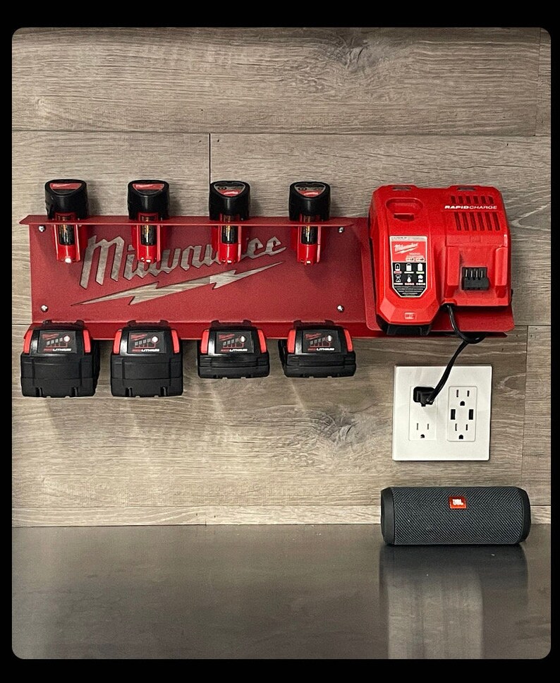 Holder for Milwaukee M12 M18 Batteries and Charger Mount Black - Etsy