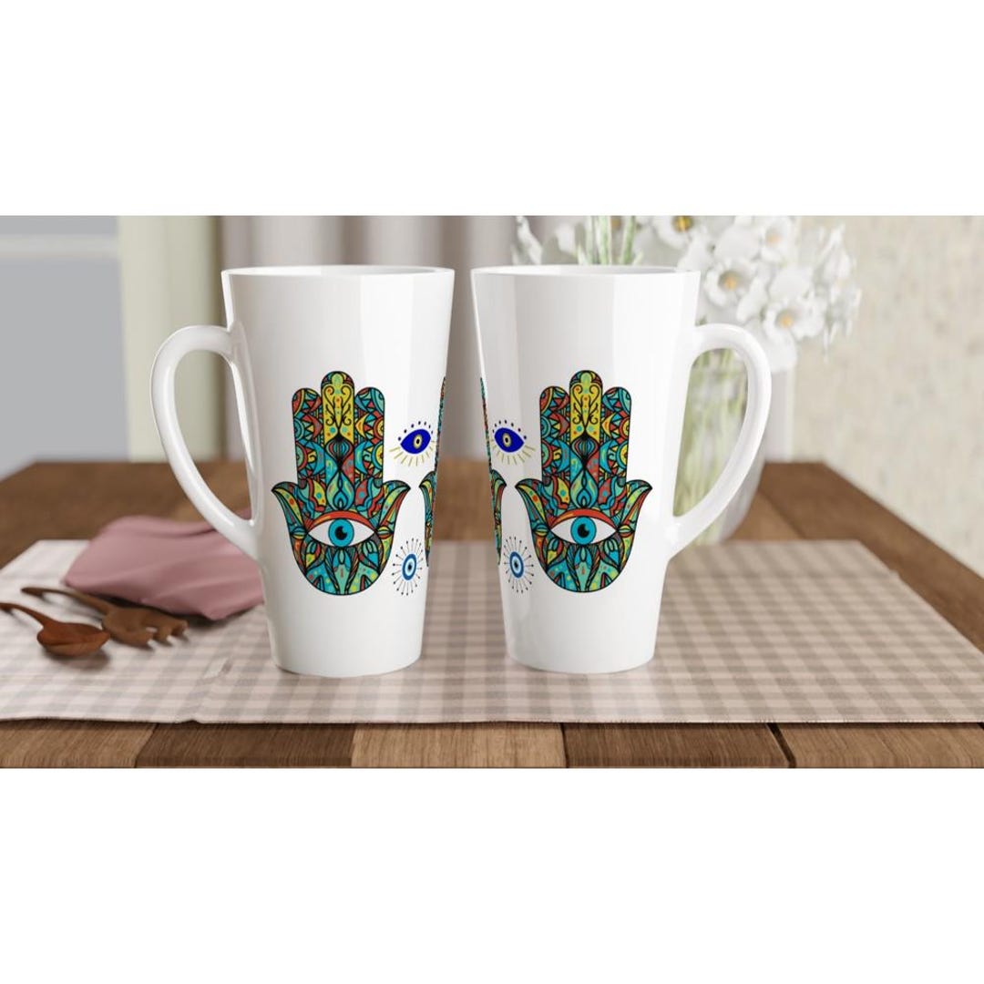 Hamsa Hand of Fatima Turkish Evil Eye Latte 17oz Mug - Etsy