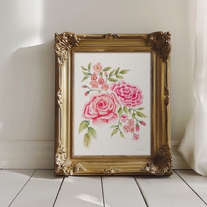 Blush and Bashful Roses Painting, Fine Watercolor Print, Pastel Wall ...