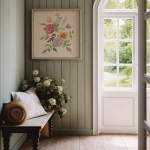 Spring Flower Arrangement Painting, Fine Watercolor Print, Flowers ...