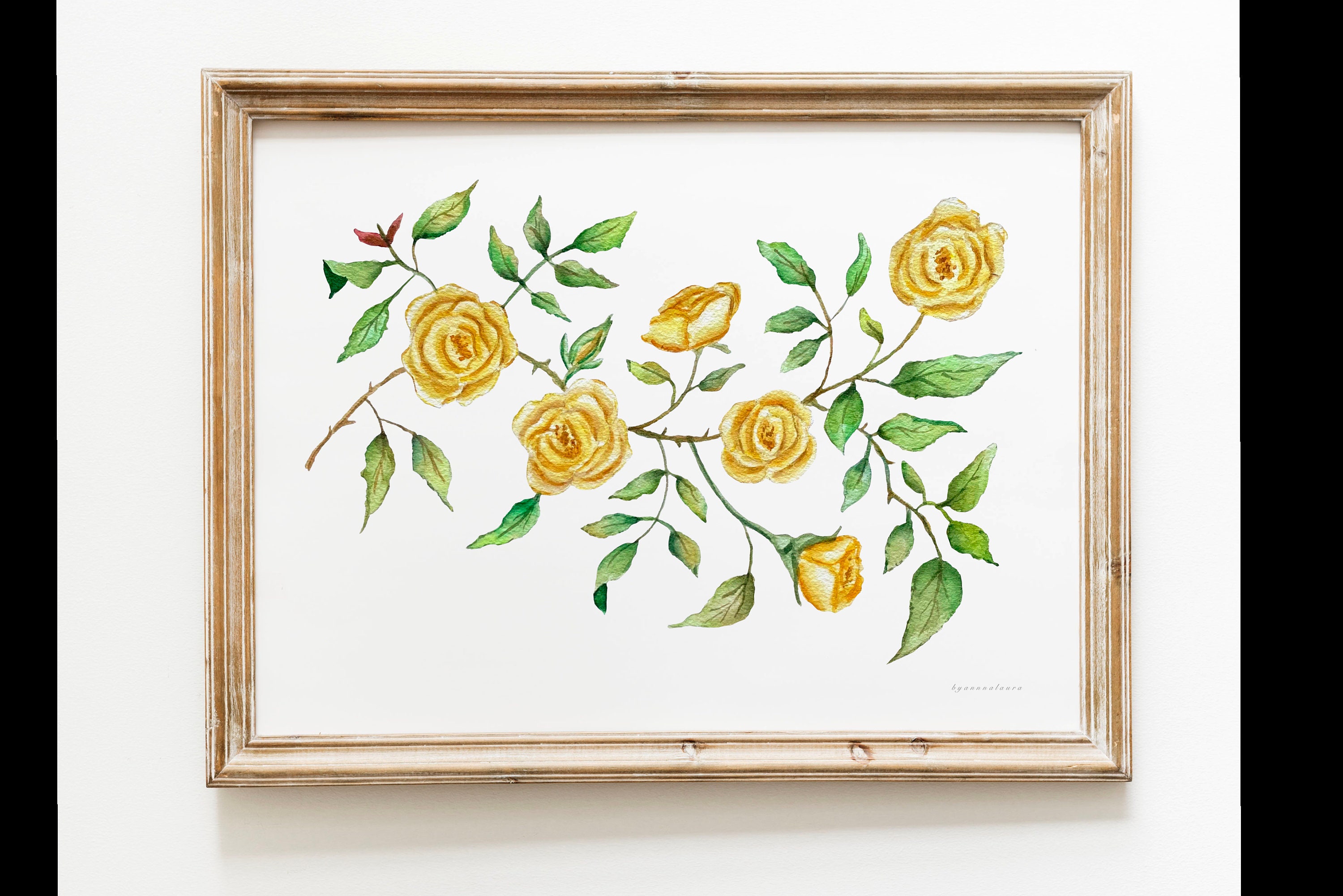 Classic Golden Roses, Fine Watercolor Print, Gallery Wall Art ...
