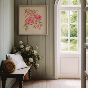 Blush and Bashful Roses Painting, Fine Watercolor Print, Pastel Wall ...