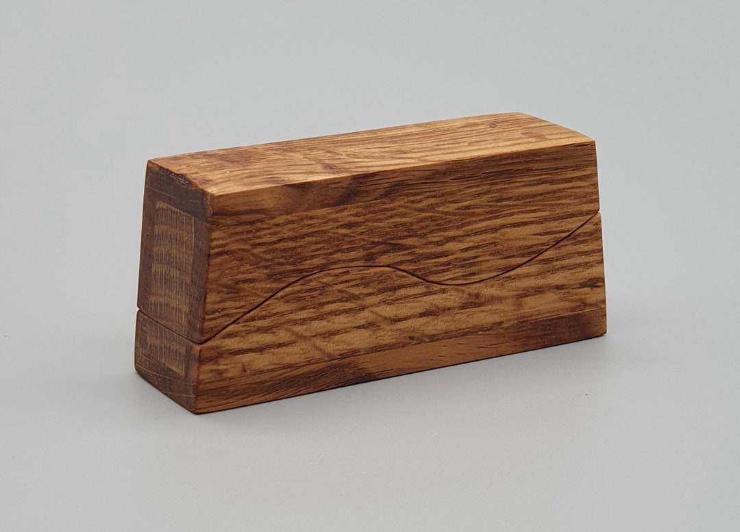 Tiger Oak Wave Design Ring Box, Proposal Ring Box, Engagement Ring Box ...