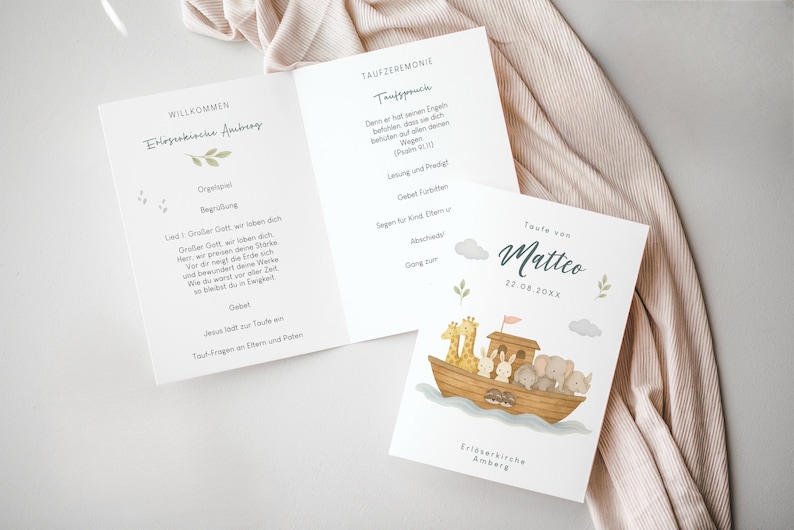 Baptism Booklet Template "noah's Ark" | DIY Baptism Booklet PDF for ...