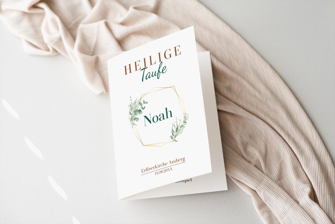 Church Booklet Template Baptism "eucalyptus" | DIY Baptism Booklet PDF ...