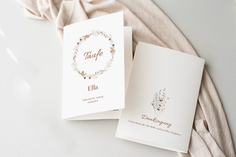 Kirchenheft Vorlage Taufe „Wildblumen“ | DIY Taufheft PDF zum Download ...