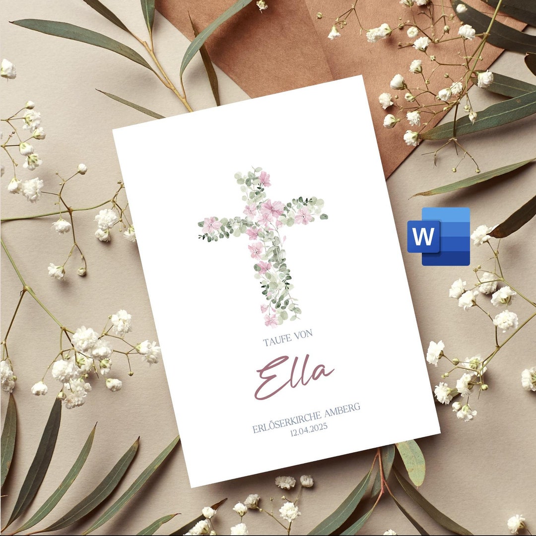 Church Booklet Baptism, 8 Pages, Digital Microsoft Word Template ...