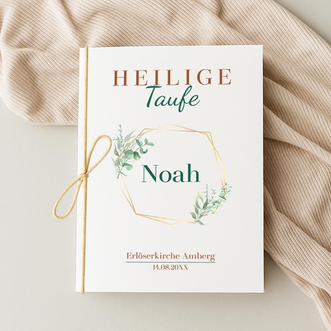 Kirchenheft Vorlage Taufe „Eukalyptus“ | DIY Taufheft PDF zum Download ...
