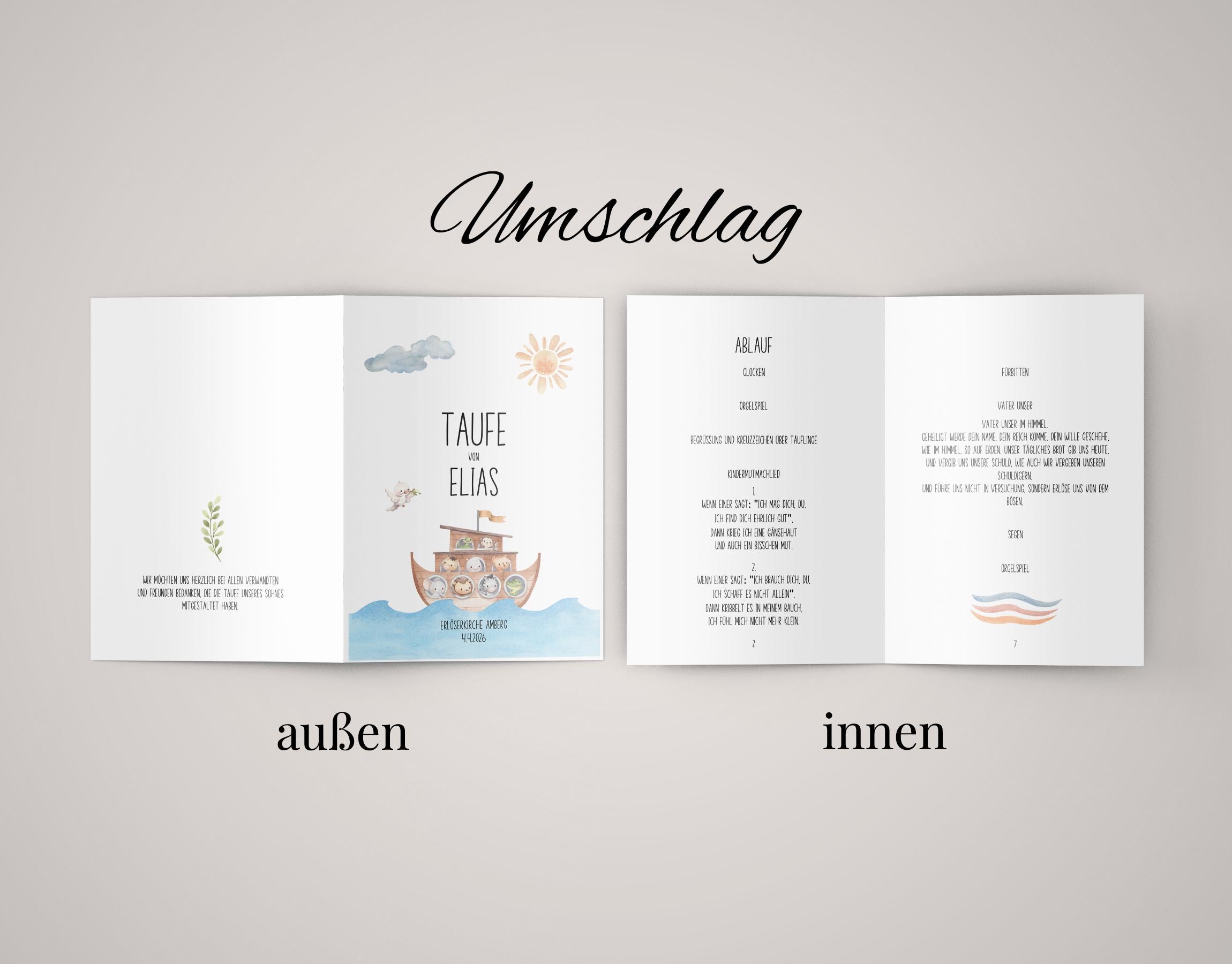 Kirchenheft Taufe, 8 Seiten, Digitale Microsoft Word Vorlage , "Noahs ...