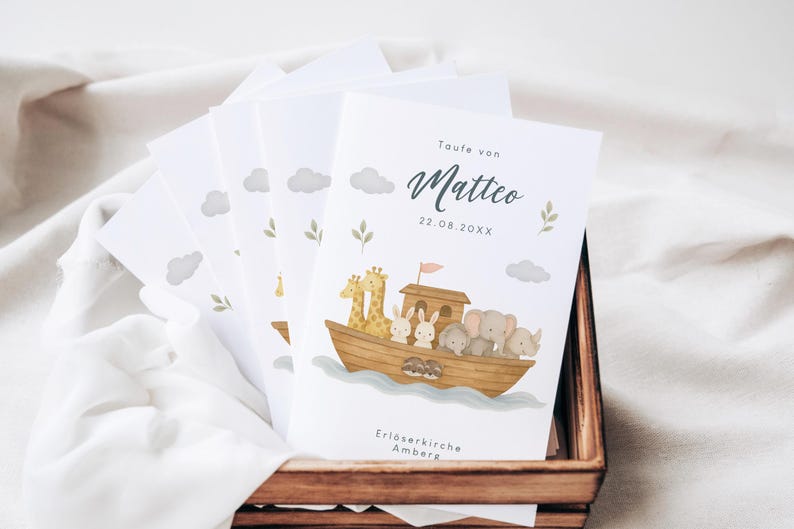 Baptism Booklet Template "noah's Ark" | DIY Baptism Booklet PDF for ...