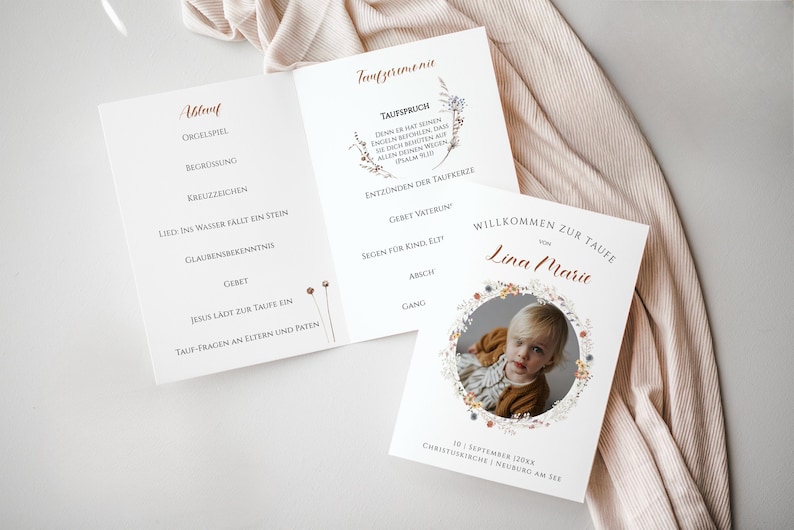 Church Booklet Template for Baptism "wildflowers" | DIY Baptism Booklet ...