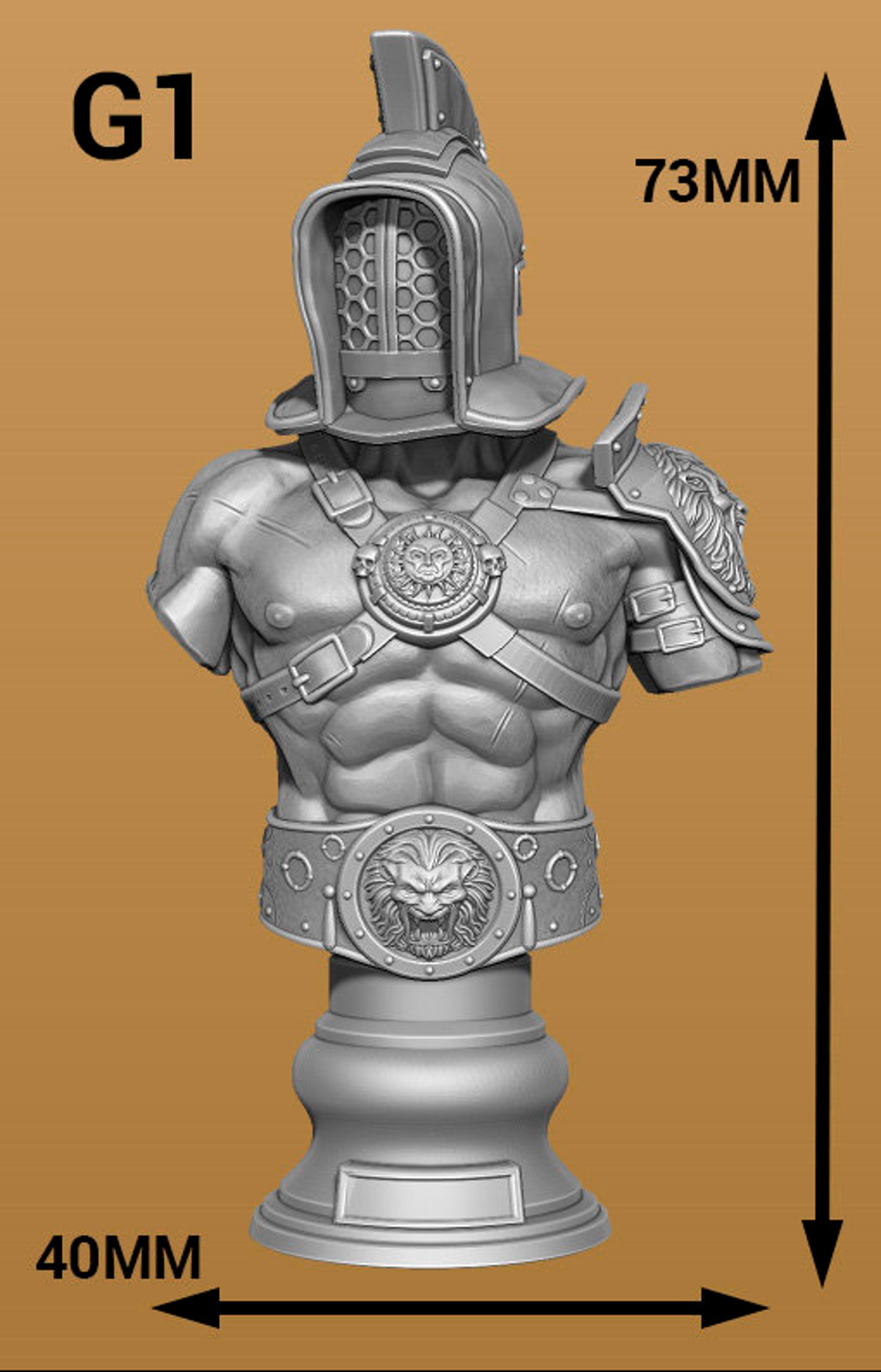 Lion Gladiator Bust Miniature HQ 75mm Resin Un-painted Tabletop RPG - Etsy