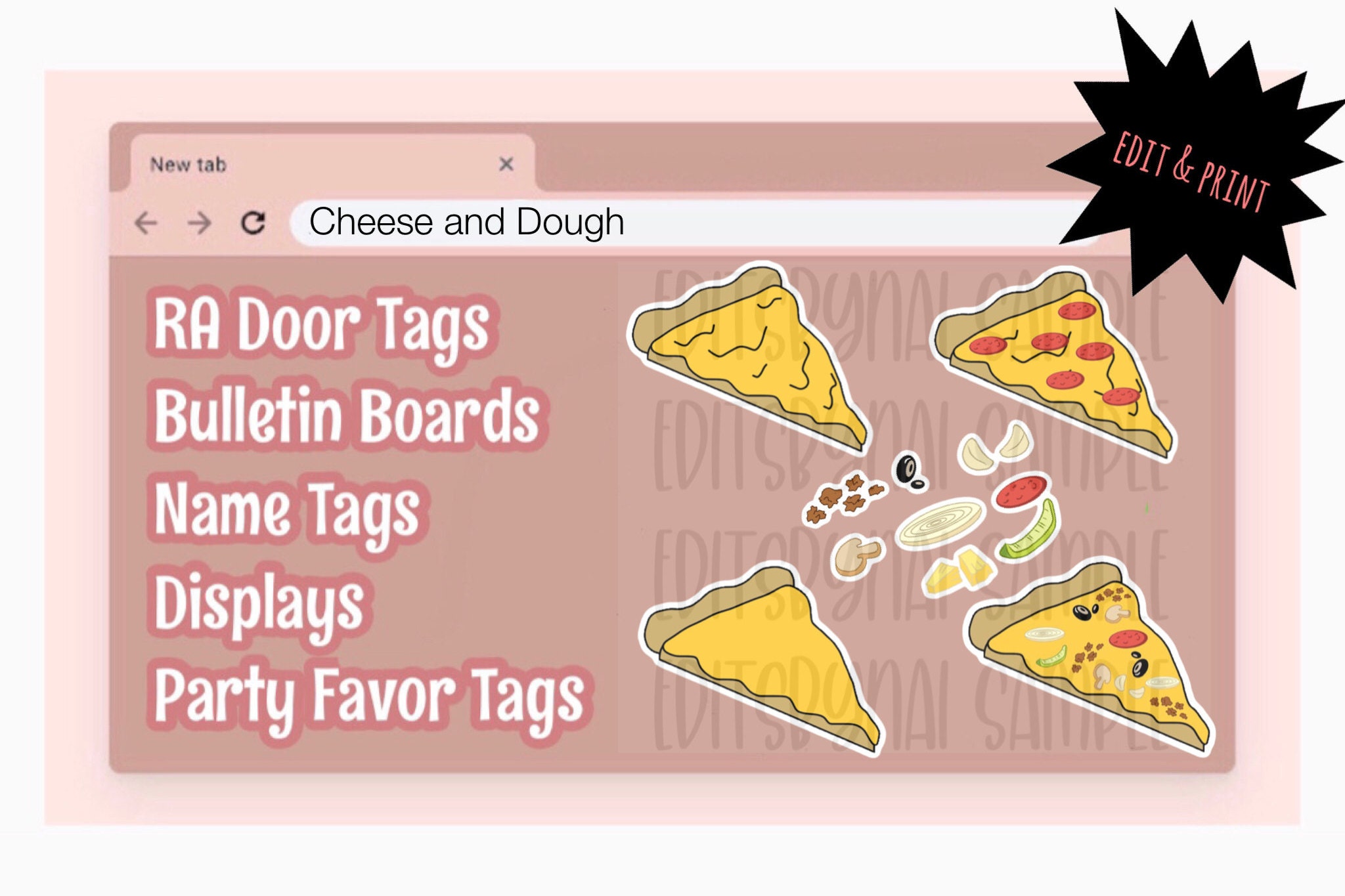 Pizza Slice Door Decorations | Edit | Print | Treat | Summer | RA ...