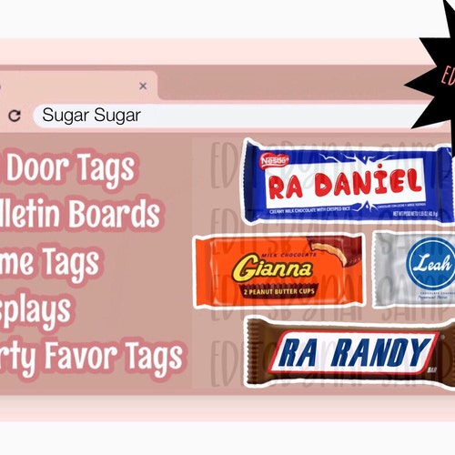 Candy Bar Door Decorations Edit Print Treat Summer - Etsy