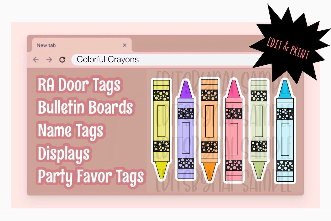 Crayon Door Decorations | Edit | Print | Treat | Summer | RA | Teacher ...