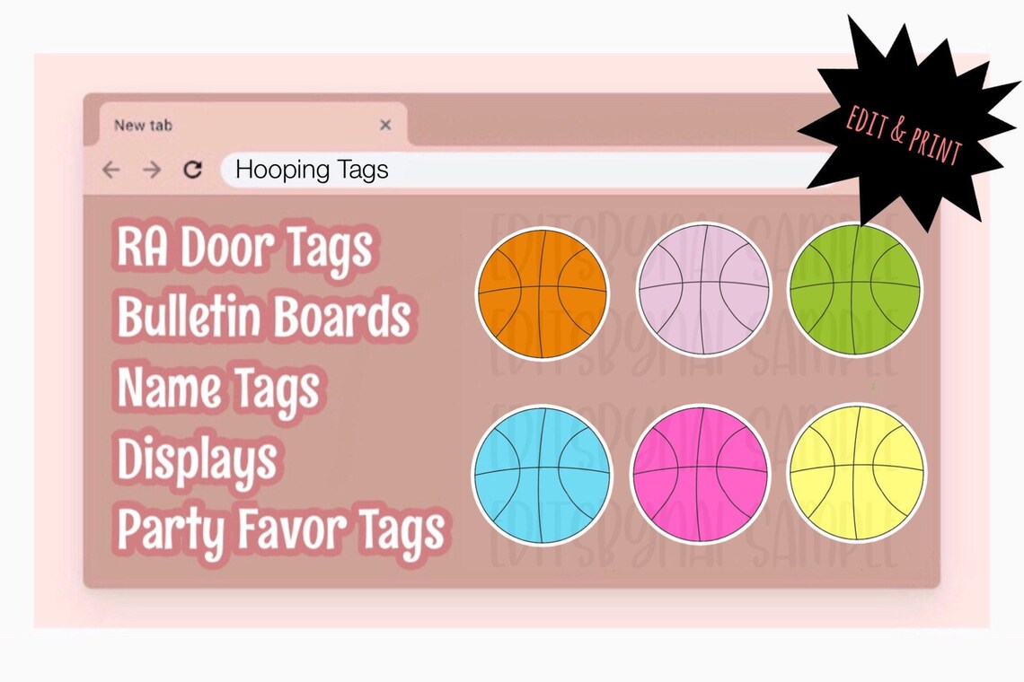 Basketball Door Decs Edit Print Treat Summer RA - Etsy