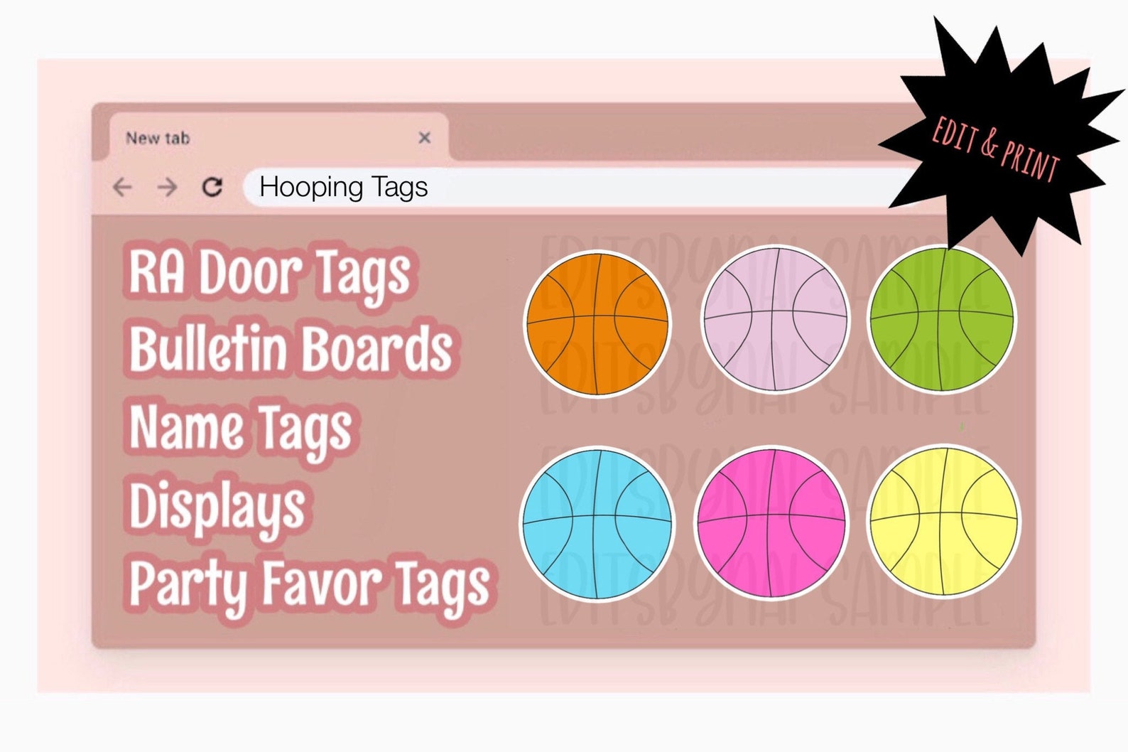 Basketball Door Decs | Edit | Print | Treat | Summer | RA | Teacher ...