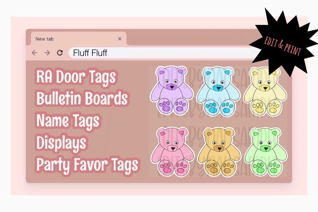 Teddy Bear Door Decorations | Edit | Print | Treat | Summer | RA ...