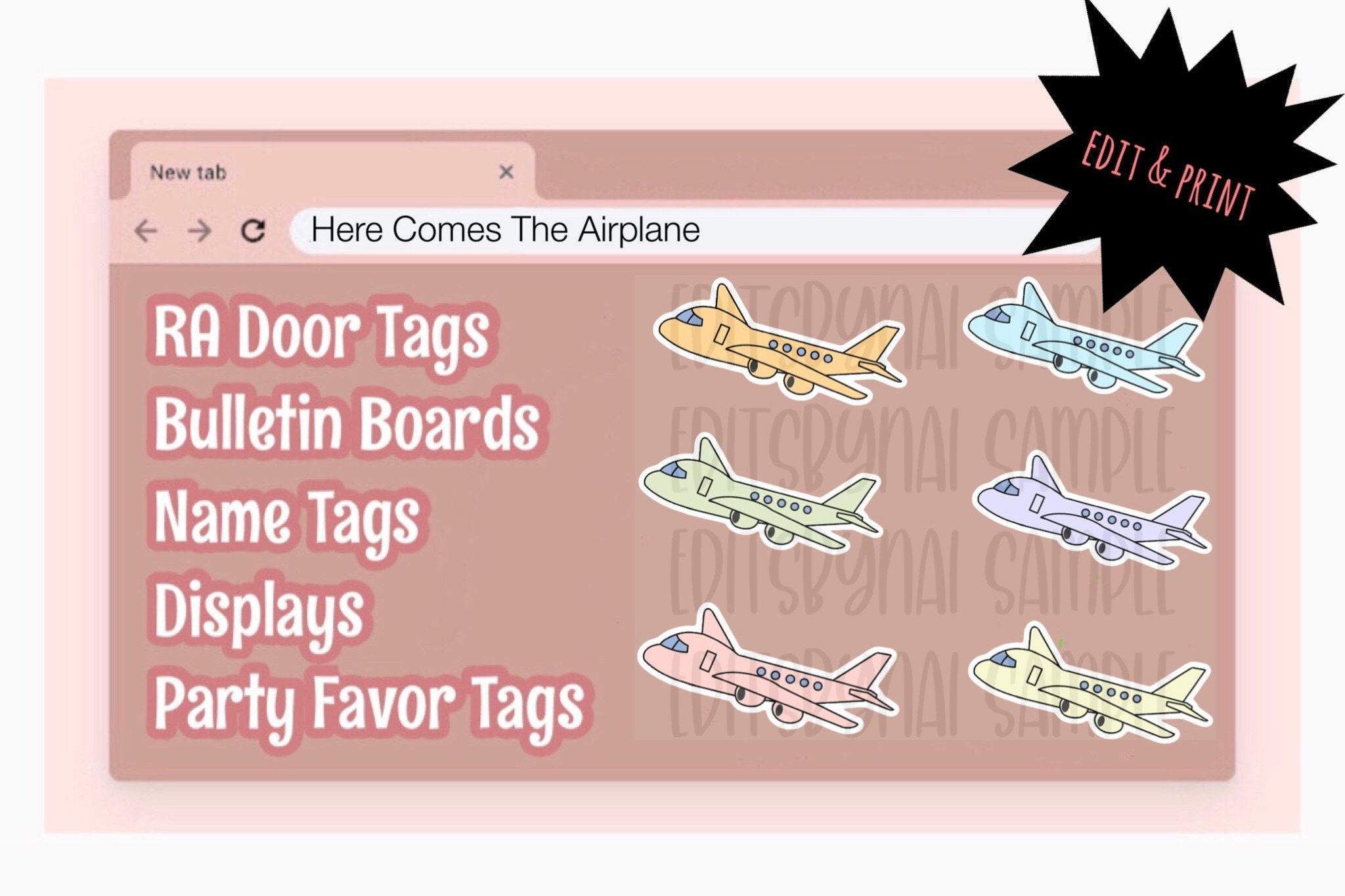 Airplane Door Decorations | Edit | Print | Treat | Summer | RA ...