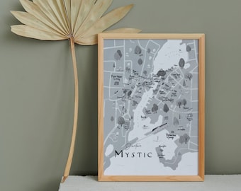 Modern Illustrated Map of Downtown Mystic - Etsy