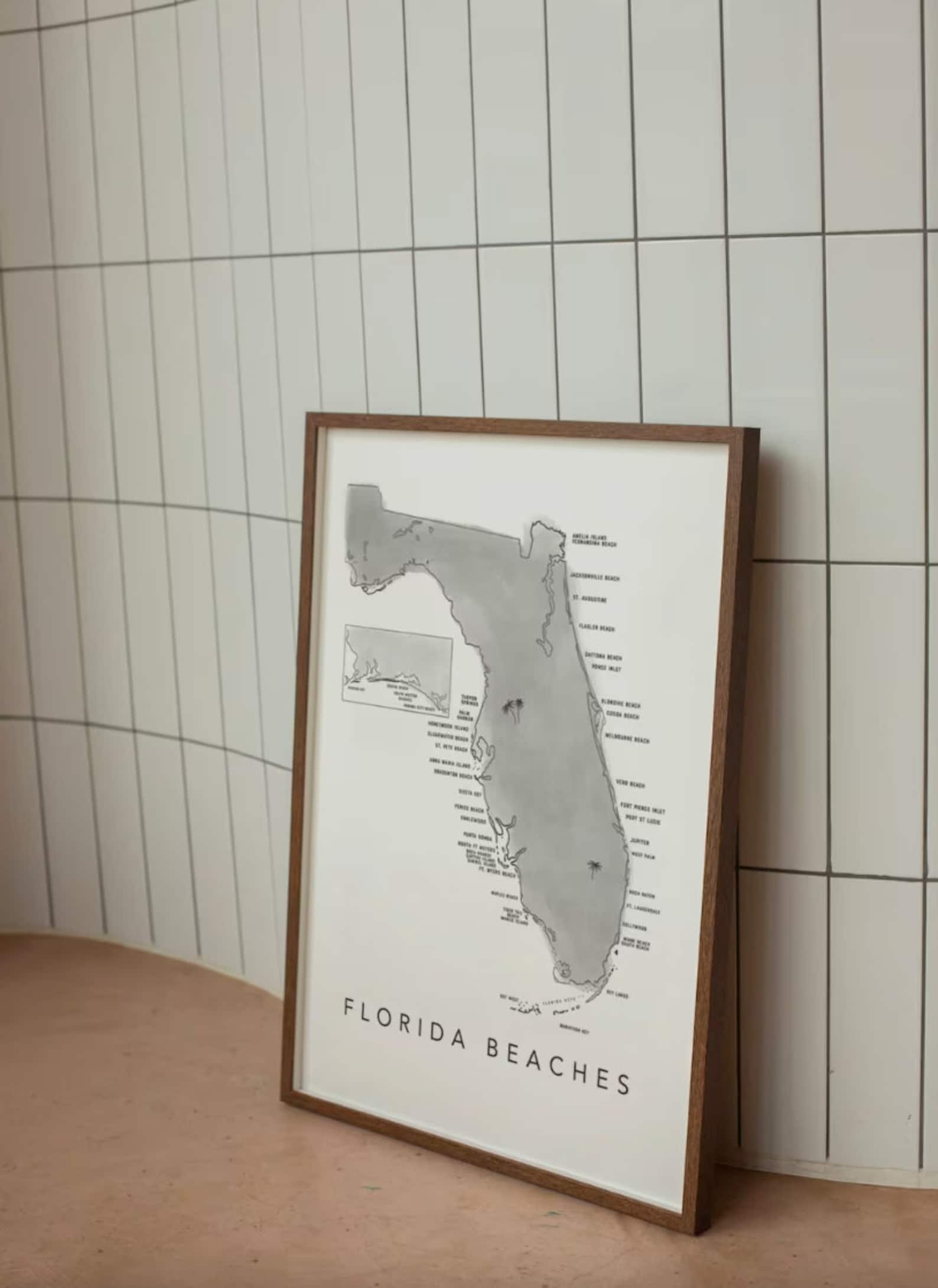 Digital Download of Florida Beaches Map of Florida Beaches, Florida Map ...