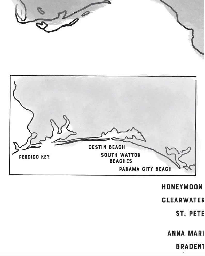 Digital Download of Florida Beaches Map of Florida Beaches, Florida Map ...