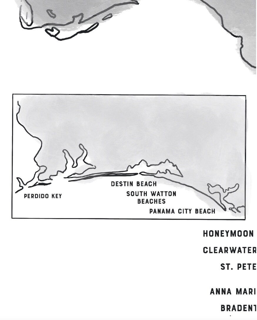 Digital Download of Florida Beaches Map of Florida Beaches, Florida Map ...
