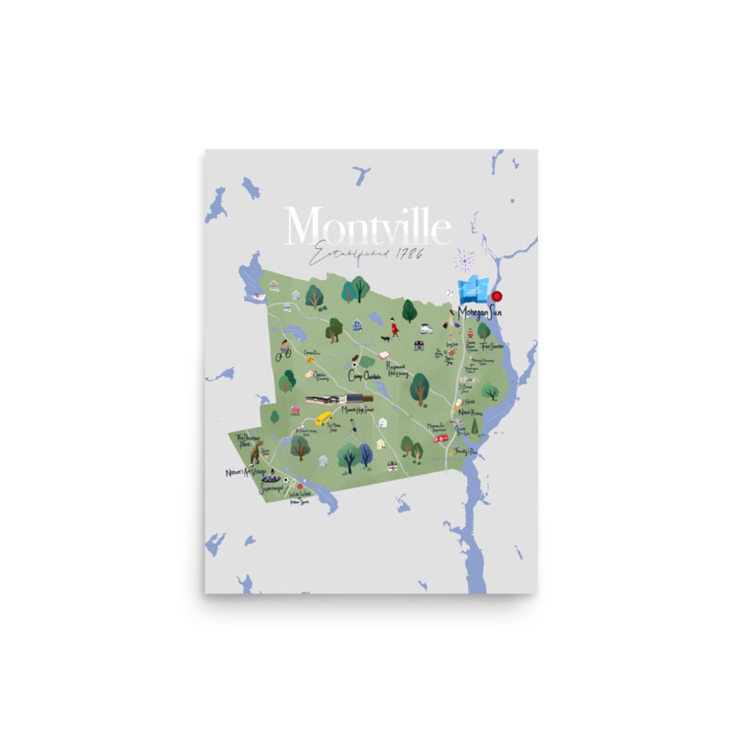 Map of Montville Illustrated, Minimal Design - Etsy