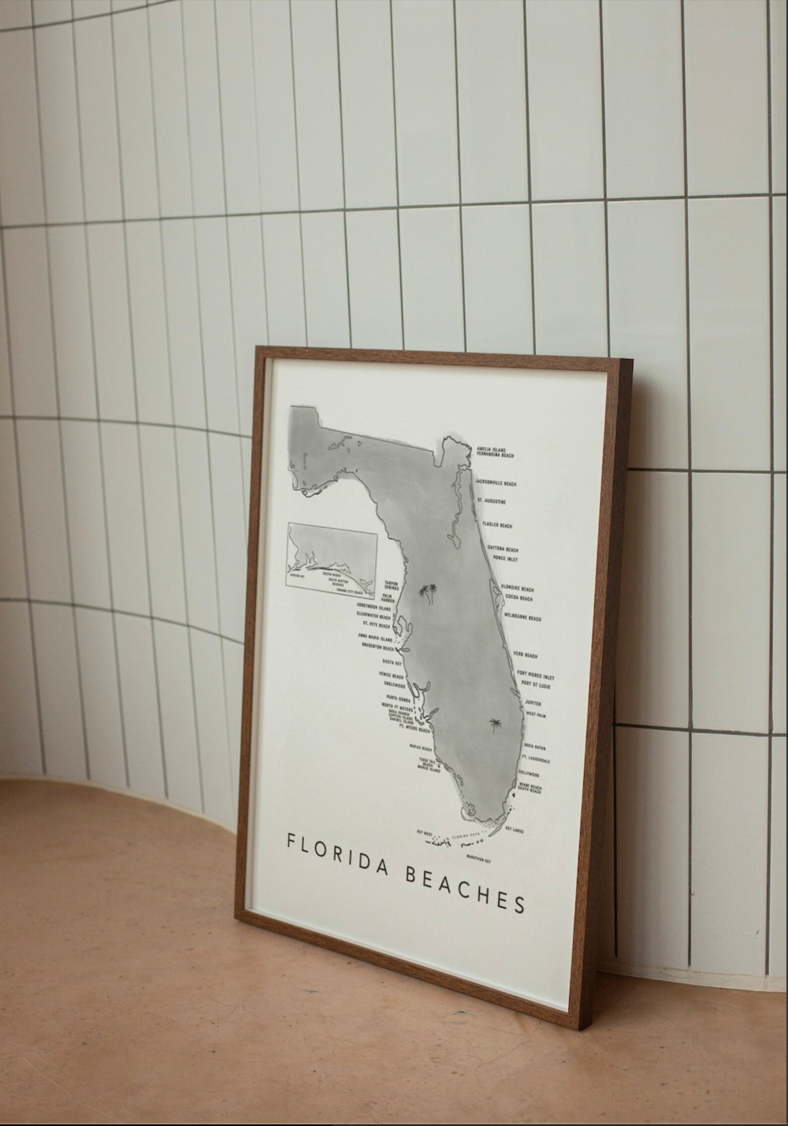 Florida Beaches Map Print Coastal Decor Wall Art Map of Florida - Etsy