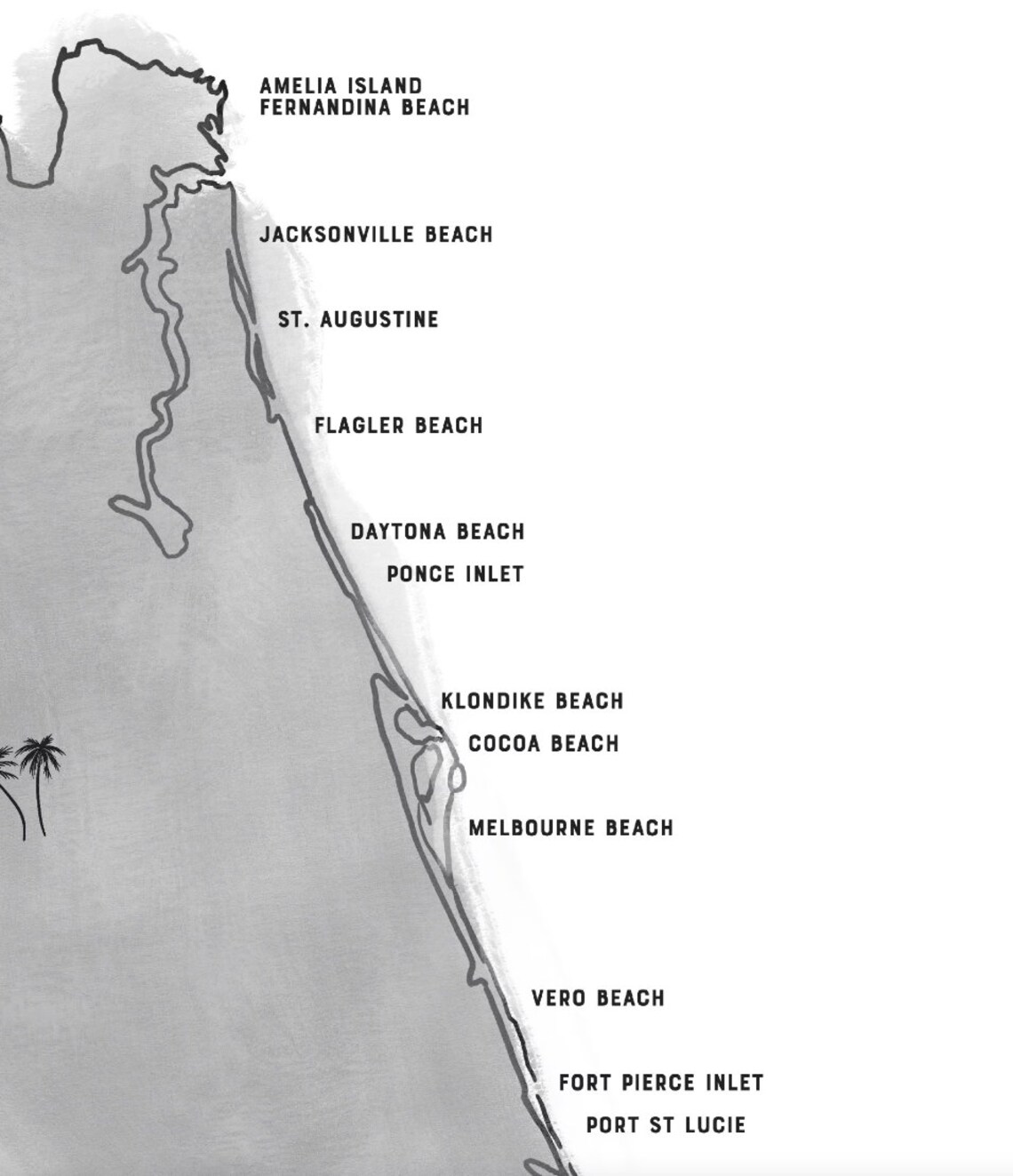 Digital Download of Florida Beaches Map of Florida Beaches, Florida Map ...