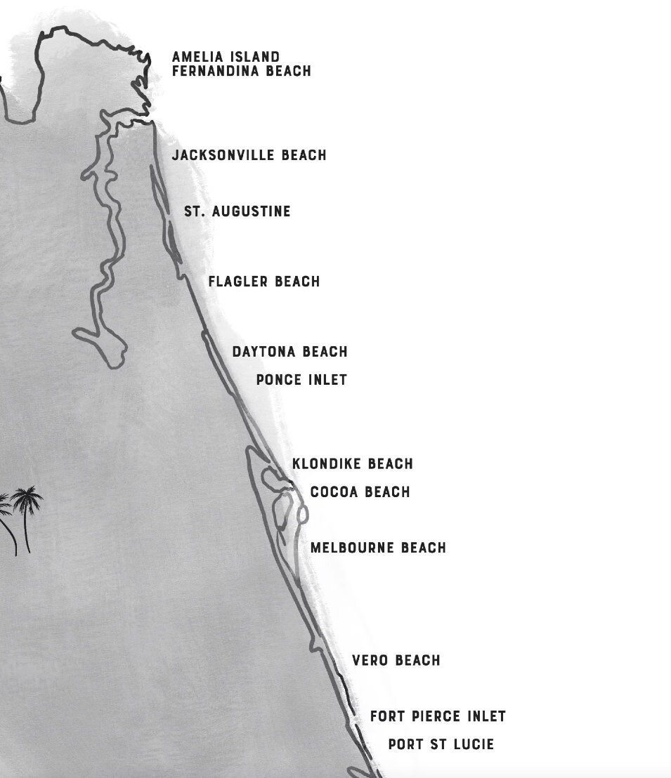 Digital Download of Florida Beaches Map of Florida Beaches, Florida Map ...