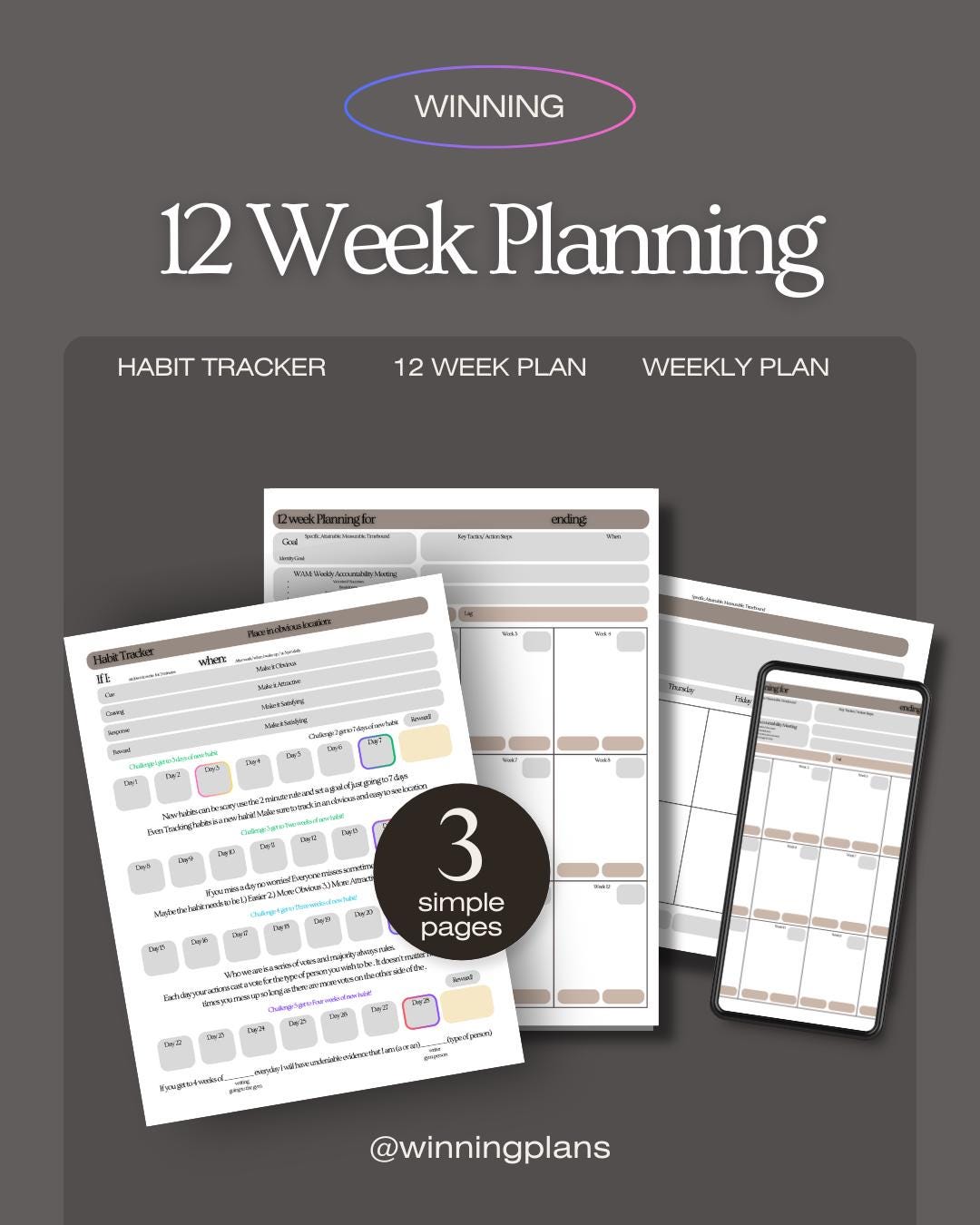 12 Week Planner Template Printable Aesthetic Cute Neutral - Etsy