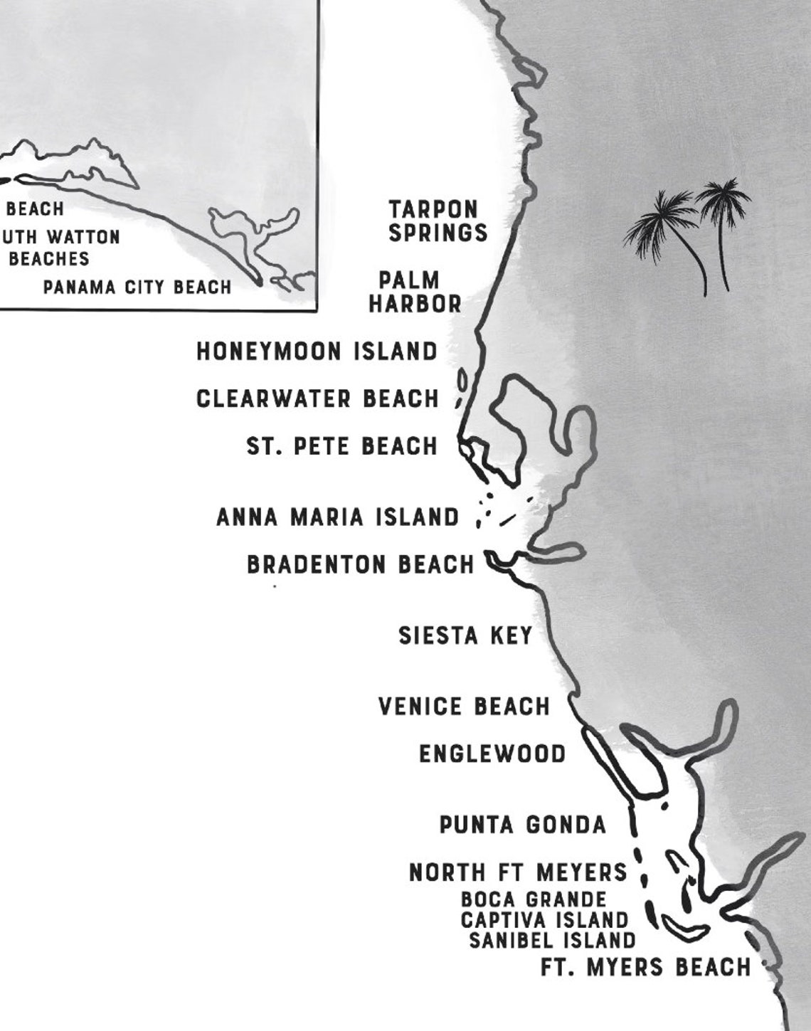 Digital Download of Florida Beaches Map of Florida Beaches, Florida Map ...