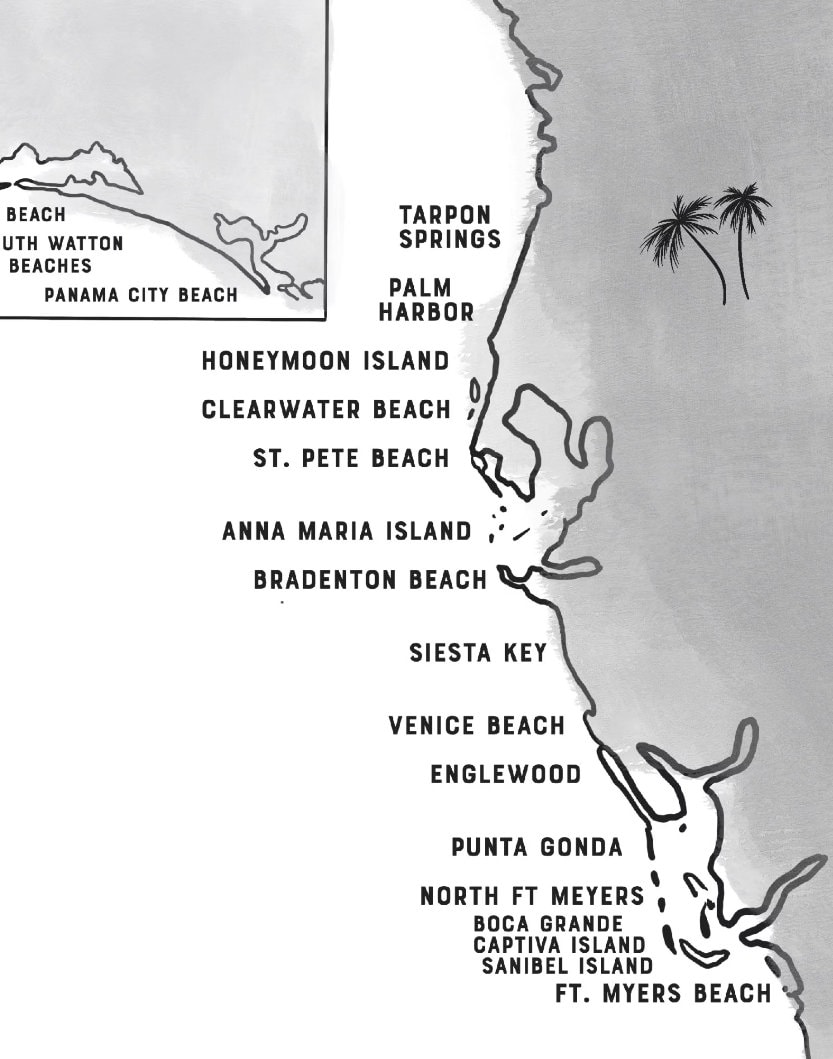 Digital Download of Florida Beaches Map of Florida Beaches, Florida Map ...