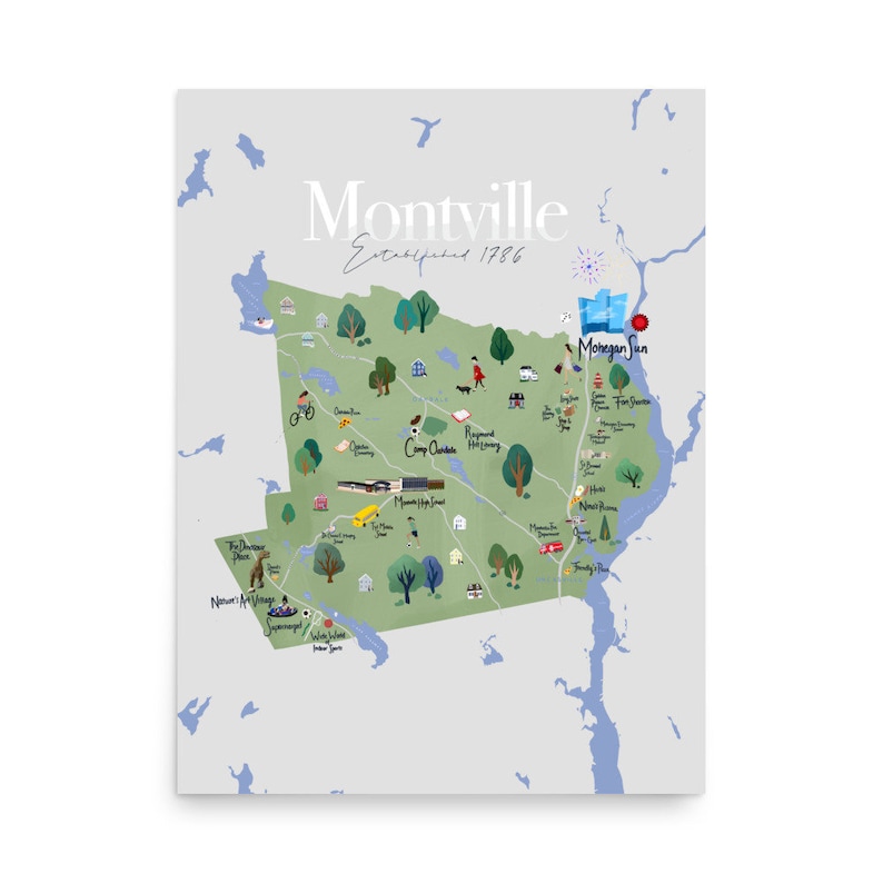 Map of Montville Illustrated, Minimal Design - Etsy