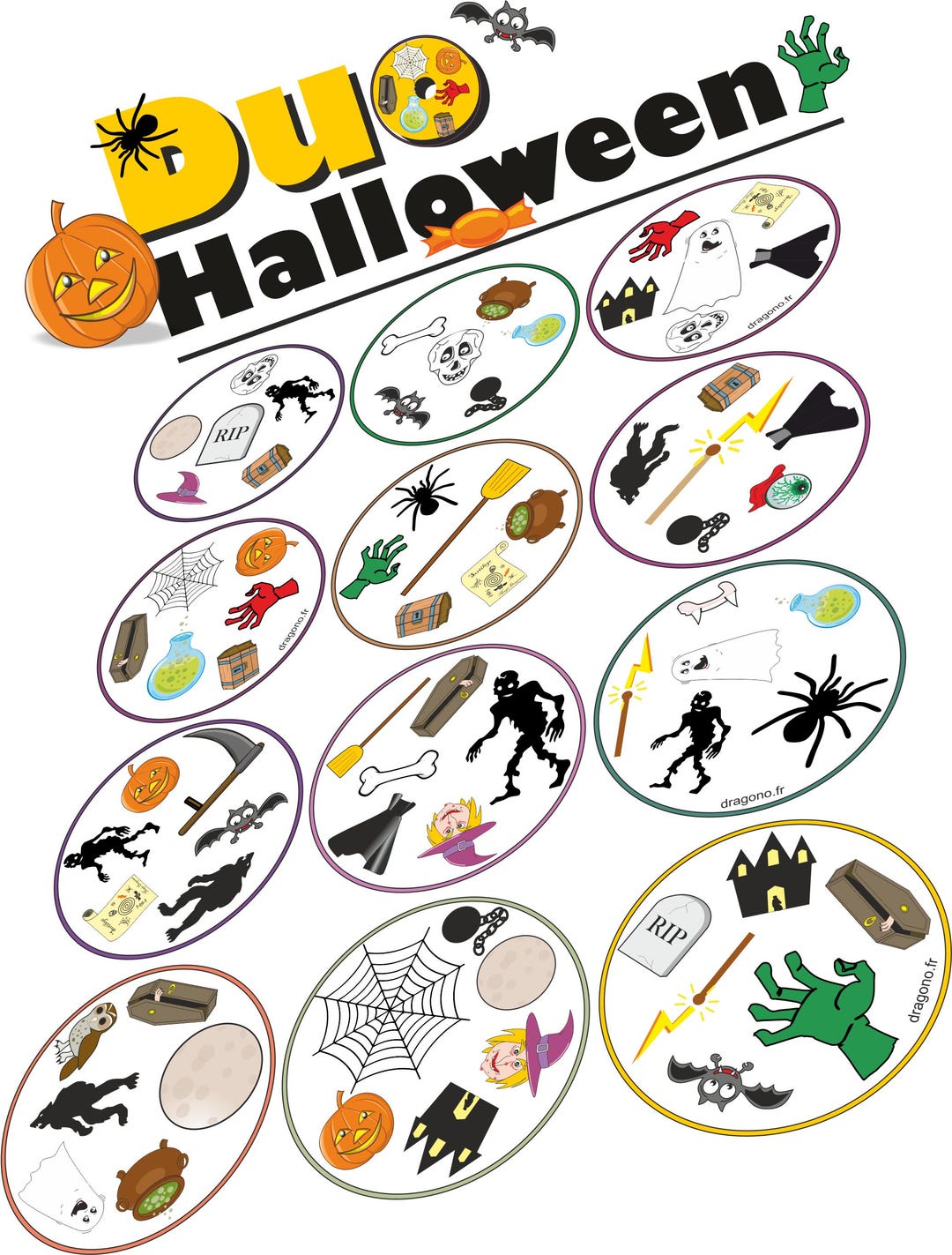 Halloween Dobble Duo Observation Reflex Game - Etsy