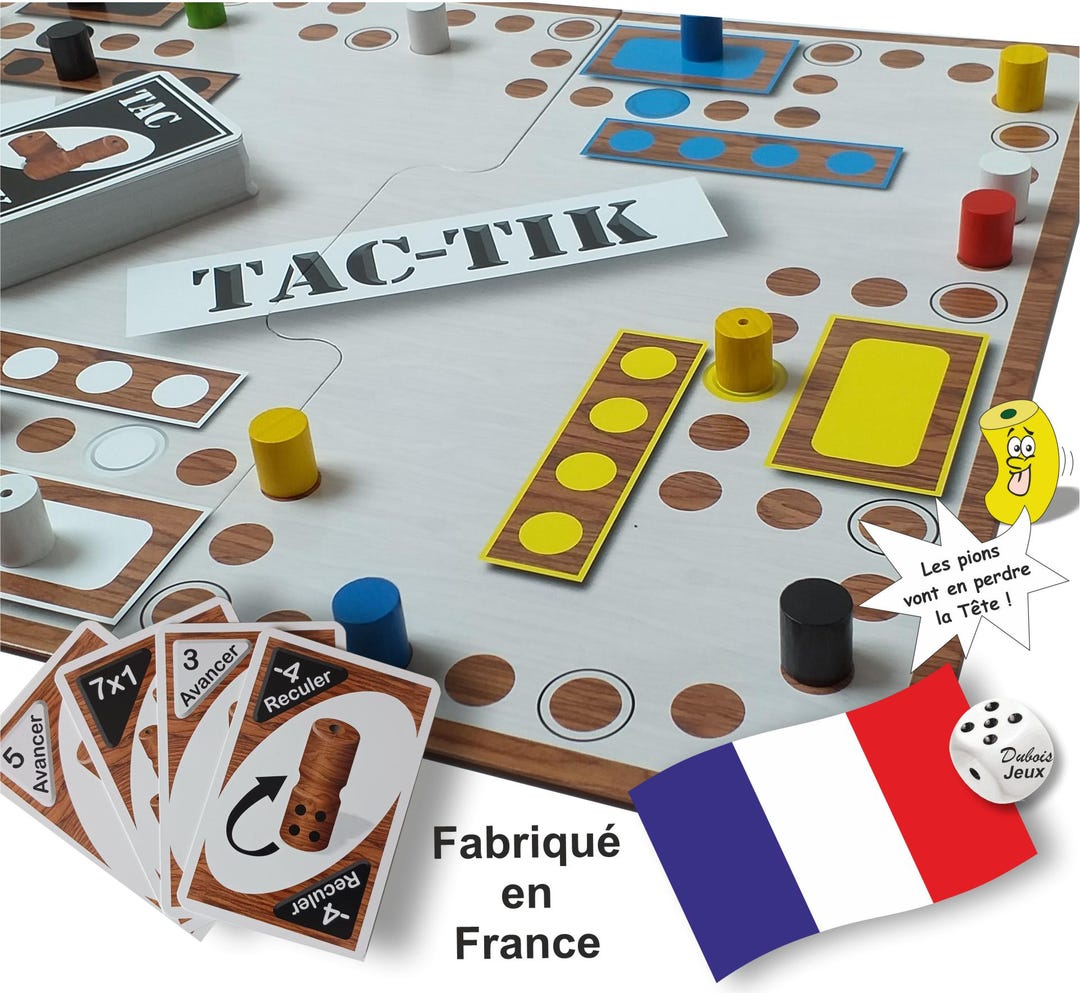 TAC TIK Board Game, Modular Board for 2 to 6 Players With Wooden Pawns ...