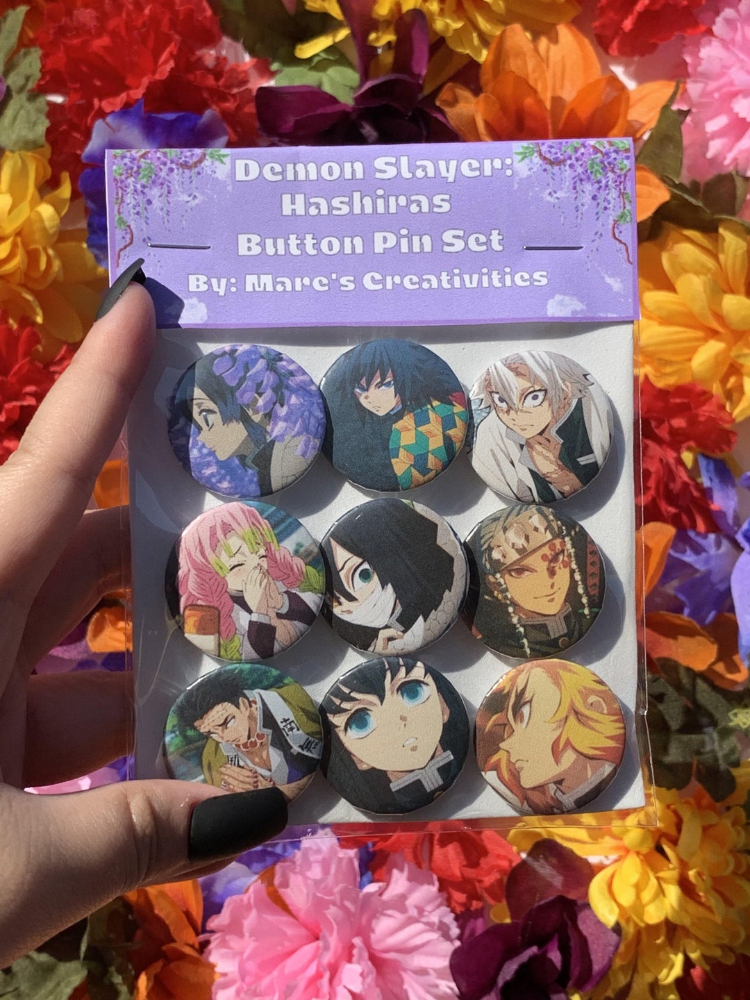 Demon Anime Hashiras Button Pin Set - Etsy