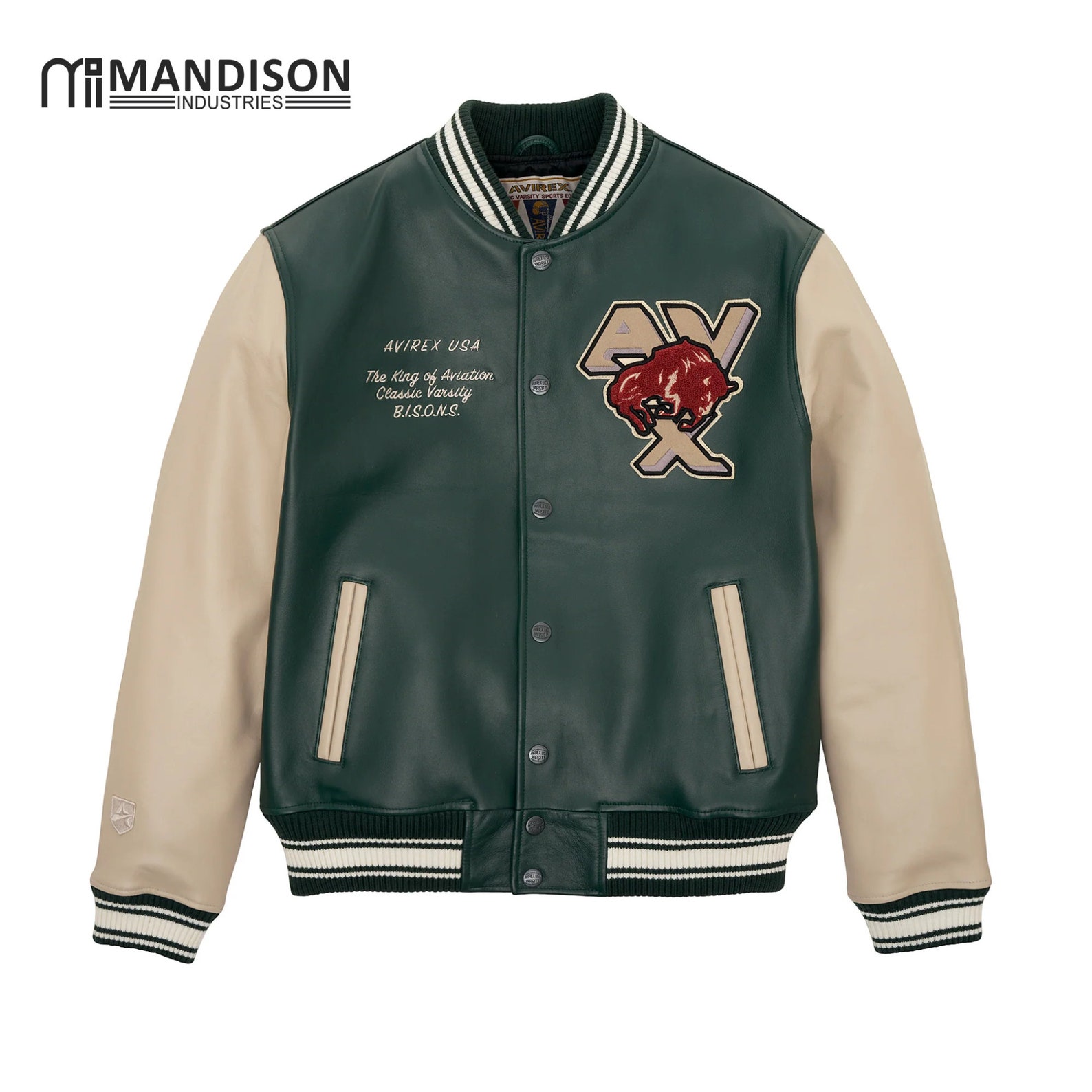 Bison Varsity Jacket, USA Edition Jacket, Varsity Leather Jacket, Team ...
