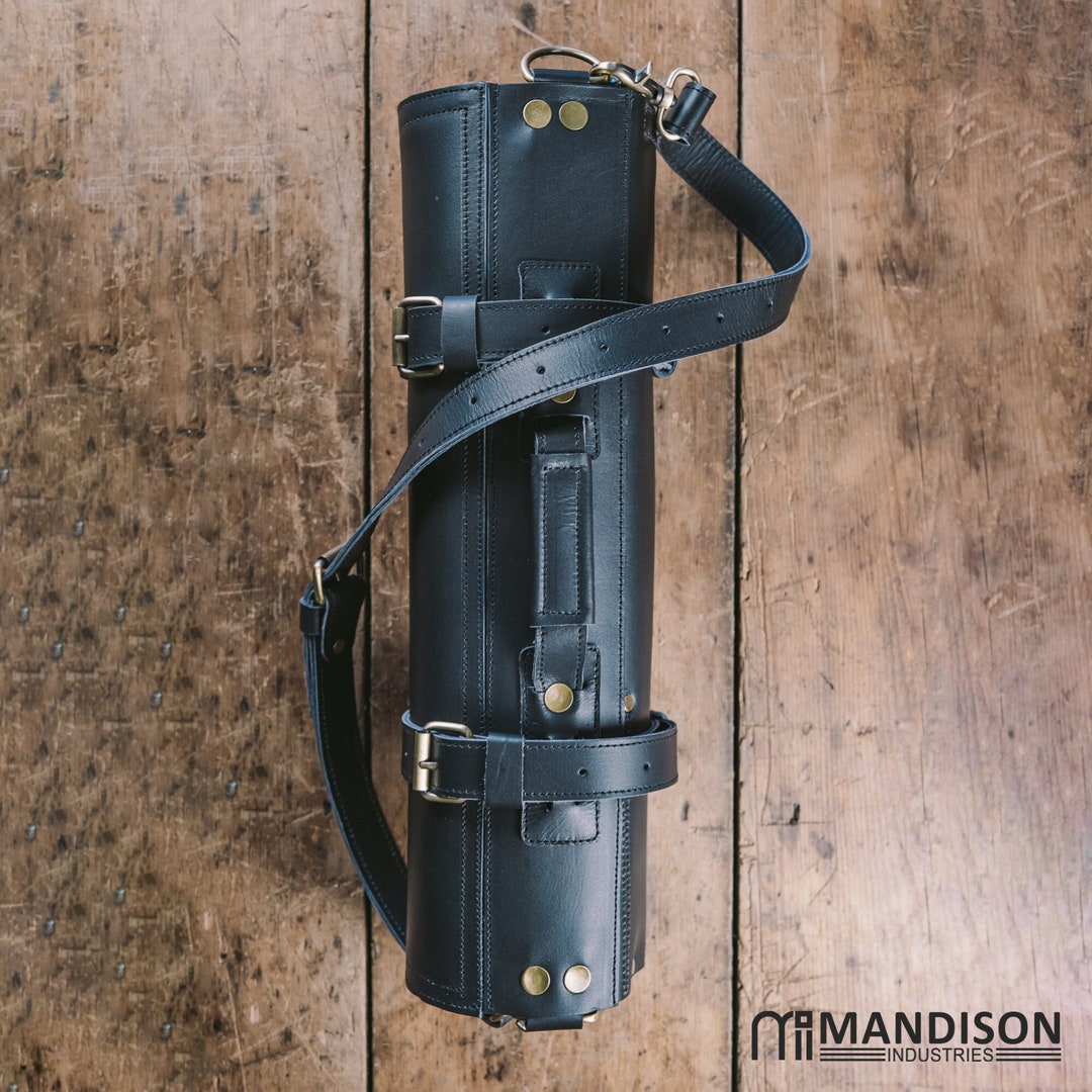 Black Leather Knife Roll, Personalized Laser Engraved Knife Rolls ...