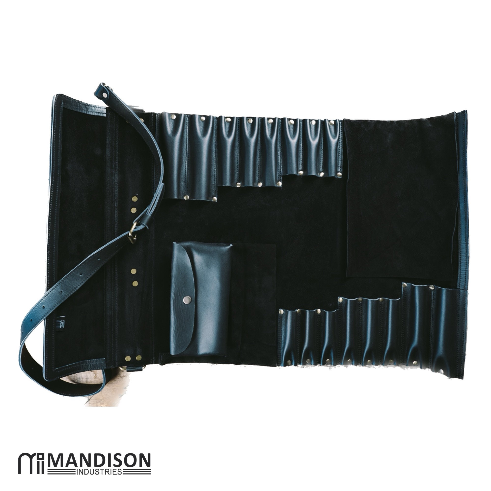 Black Leather Knife Roll, Personalized Laser Engraved Knife Rolls ...